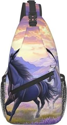 Generic Sac &agrave; bandouli&egrave;re moderne cheval et nuage violet sac &agrave; bandouli&egrave;re sac &agrave; dos de voyage sac &agrave; dos &agrave; bandouli&egrave;re pour homme sac &agrave; dos de randonn&eacute;e sac