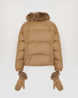Yves Salomon Womens Short Down Jacket Made With Loro Piana Flannel And Sable Fur Aw24 W