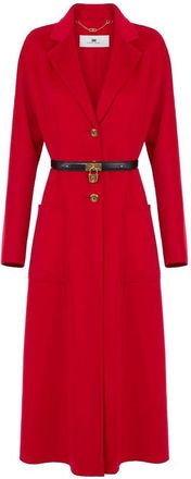 Elisabetta Franchi Manteau Au Genou - Rouge