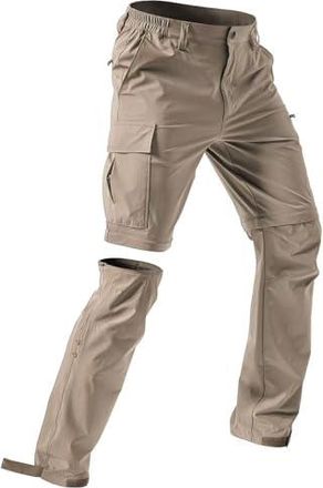 Generic Pantalon de marche et de randonn&eacute;e pour homme - Pantalon cargo convertible &agrave; s&eacute;chage rapide - Pantalon cargo imperm&eacute;able &agrave; fermeture &eacute;clair avec plusi