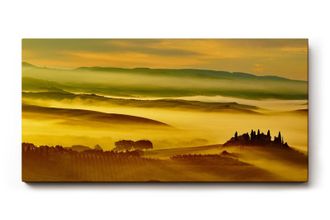 Paul Sinus Art Sinus Art Wandbild 120x60cm Malerische Landschaft der Toskana mit Nebelfeldern und Sonnenlicht - beruhigend und tr&auml;umerisch