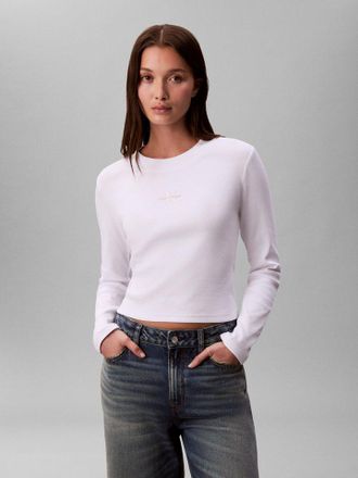 Calvin Klein Jeans Langarmshirt Rundhalsausschnitt, figurbetonte Passform, Logodruck