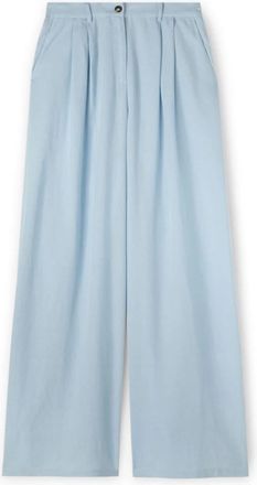 Motivi Femme, Pantalons, Bleu, Taille: 40 FR Pantalon Palazzo Pliss&eacute; en M&eacute;lange de Lyocell