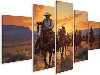 Islandburner Prime Bild auf Leinwand Reiter bei Sonnenuntergang in der Wüste Cowboy Bilder Wandbilder Poster