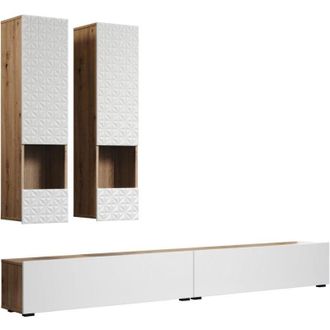 M&S Collection Rezzo Regalsystem 4 Teile matt wei&szlig;, Eiche Dekor