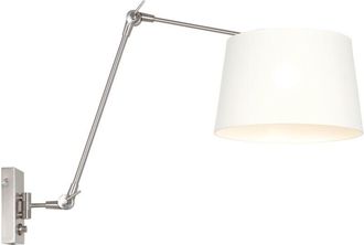 Steinhauer Applique, lampe articulée, lampe de chambre, textile, blanche, variateur rotatif orientable