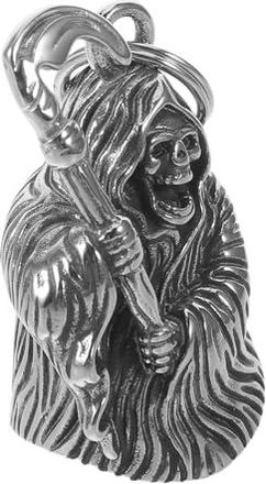 NUOBESTY Clochette Moto en Acier Inoxydable Pendentif T&ecirc;te de Mort et Faux Faucheuse, Accessoire Charme pour Motard Homme, Sonnettes D&eacute;quitation, Id&eacute;e Pr&eacute;sent 