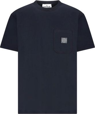 Stone Island T-shirt en jersey de coton effet Fissato - Homme - Tops - Bleu - Taille: 2XL