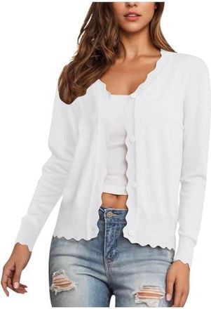 Generic Cardigan en tricot à manches longues et col en V boutonné léger pour femme tendance 2025 hiver décontracté ouvert sur le devant pour femme, Cardigan b