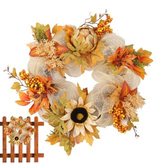 Generico K&uuml;nstlicher Garland: Herbst-T&uuml;rkranz, 38,1 cm, saisonaler mit realistischen, Elegante Herbstveranda zum Aufh&auml;ngen, Dekoration