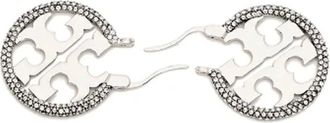 Tory Burch Femme, Accessoires, Gris, Taille: ONE Size Icon Pav&eacute; Hoop Earrings