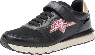 Geox J FASTICS Girl C Sneaker, Black/DK PINK, 29 EU