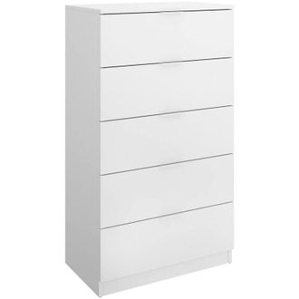 Dmora Commode Cesar, 6 Tiroirs, Ouverture Coulissante, 39x61,4x109,7h cm Blanc