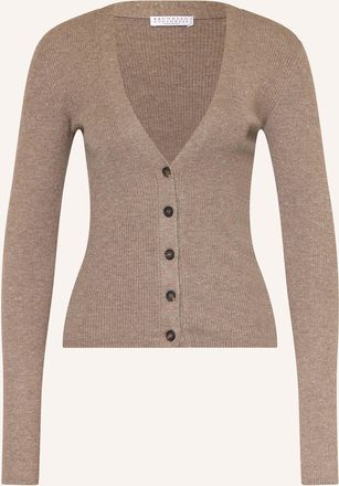 Brunello Cucinelli Brunello Cucinelli Strickjacke Mit Cashmere Und Glitzergarn braun
