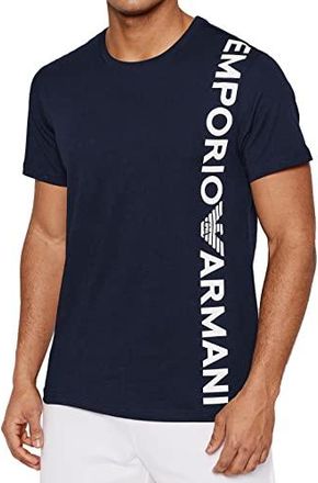 Emporio Armani T-shirt pour homme 211831 2R479, manches courtes, col rond, bleu foncé, Small