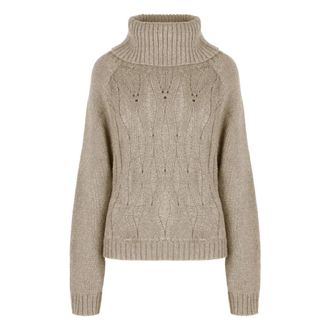 Bomboogie Femme, Pulls, Beige, Taille: 42 FR Pull Court Col Montant Doux au Toucher