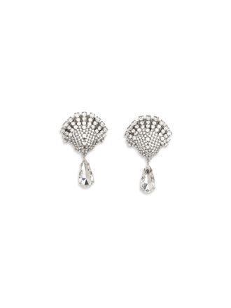 Alessandra Rich Womens Drop Earrings Crystal Silver Metal