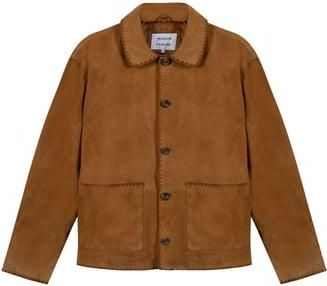 Maison Labiche Blouson droit col classique en cuir velours