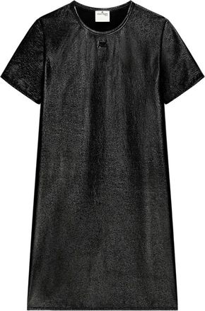 Courr&egrave;ges Lack-Effekt Kleid mit kurzen &Auml;rmeln - - Dresses - Damen - Schwarzk - S