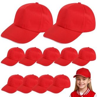 Generic Lot de 12 casquettes de baseball rouges en coton avec boucle en m&eacute;tal r&eacute;glable, id&eacute;ales pour les sports d&eacute;quipe et les loisirs en plein air