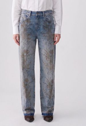 Liu Jo Jean large en denim de coton &agrave; imprim&eacute; floral