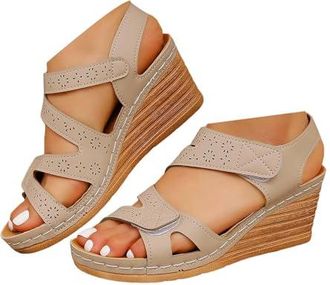 Generic Sandales orthop&eacute;diques larges pour femme avec sangle de cheville et bout ouvert - Semelle souple - Coupe large - Chaussures de plage confortables, Yd 