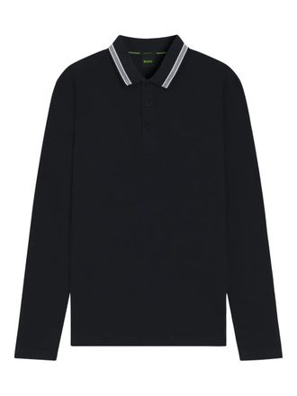 BOSS polo &agrave; col ray&eacute; - Bleu