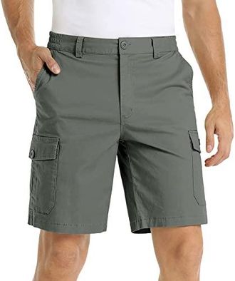 Generic Lot de shorts chino pour homme - Taille &eacute;lastique - Pantalon cargo - Couleur unie - Coupe droite - Pour l&eacute;t&eacute;, le golf, le travail - Short de randonn&eacute;e