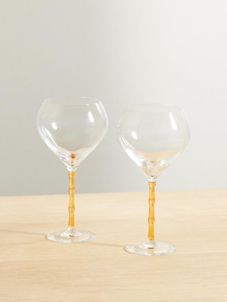 La DoubleJ Set De Deux Verres En Cristal Bamboo Balloon - Jaune