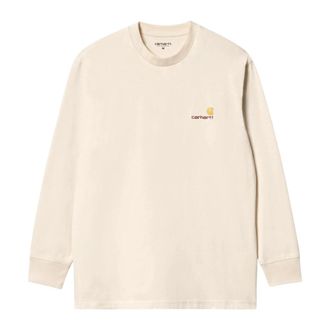 Carhartt Work in Progress L/S American Script T-Shirt - - Tops - Herren - Beige - XL