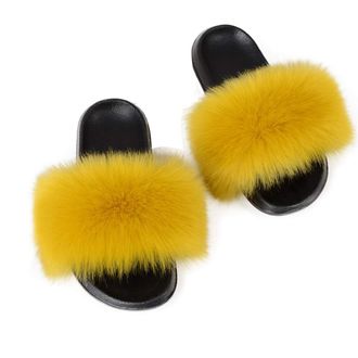 ORANDESIGNE Hausschuhe Damen Beil&auml;ufig Flip Flops Offener Zeh Strandschuhe Flip Flops Haar Zuhause Gem&uuml;tlich Schuh B Gelb 38/39 EU