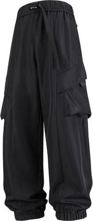 Generic Pantalon d&eacute;contract&eacute; ample pour homme pour le printemps et l&eacute;t&eacute;, cordon de serrage &agrave; la taille, pantalon doux et droit, Noir, XXL