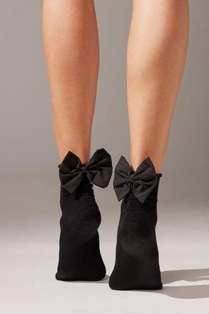 Calzedonia Kurze Socken Mit Schleife Schwarz