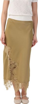 Kocca Femme, Jupes, Vert, Taille: 34 FR Chic Lace Edged Long Skirt