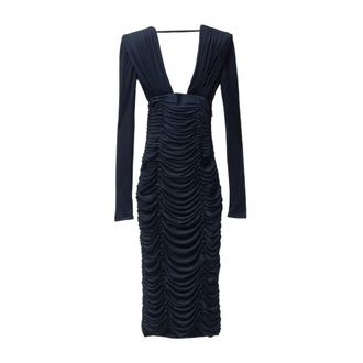 Versace Draped Silk Crepe Jersey Midi Dress - - Dresses - Damen - Blau - S