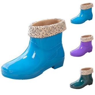 Generic Bottes de pluie courtes imperm&eacute;ables pour femme avec doublure en peluche - Chaussures de jardin antid&eacute;rapantes - Bottes de pluie l&eacute;g&egrave;res en caoutchouc