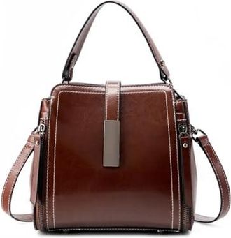 Generic Sac à bandoulière en cuir véritable pour femme - Style vintage - Luxe - Pour femme, café, Taille unique