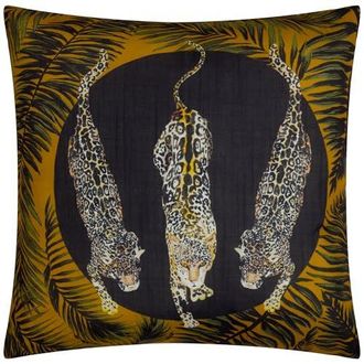 Riva Paoletti Leopardis Trio bedrucktes Outdoor-Kissen mit Polyesterf&uuml;llung - Schwarz/Gold - 50 x 50 cm