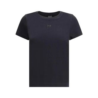 Pinko Klassisches Baumwoll-T-Shirt mit Rundhalsausschnitt - - Tops - Damen - Schwarzk - L