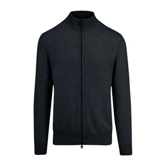 Bomboogie Cardigan en laine &agrave; col haut - Homme - Pulls - Bleu - Taille: L