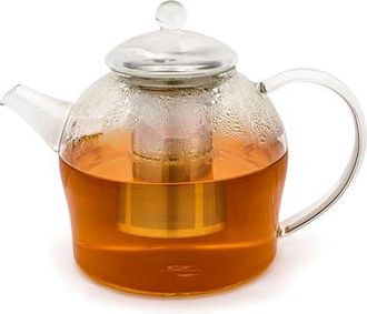 Bredemeijer gro&szlig;e gl&auml;serne Teekanne 1.5 Liter mit Edelstahl Teesieb - einwandige sp&uuml;lmaschinengeeignete Glaskanne