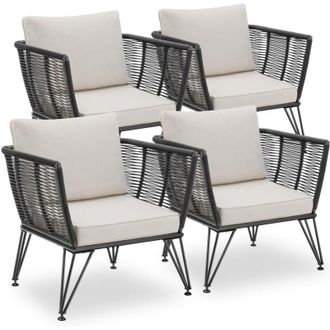 TecTake Tectake - Lot de fauteuils jardin en r&eacute;sine tress&eacute;e sundo - 4