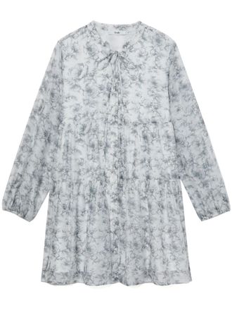 B+ab Gestuftes Kleid mit Blumen-Print - Weiß