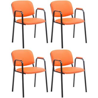 Clp 4er Set Besucherst&uuml;hle Ken Pro Kunstleder orange