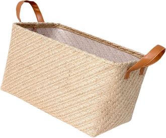 Hemobllo Aufbewahrungskorb aus Gewebtem Jute Stoff mit Griffen Faltbarer Organizer f&uuml;r Babyartikel und Kleidung Dekorative Aufbewahrungsbox f&uuml;r Wohnzimmer und 