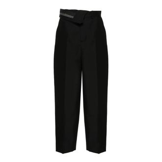 Fendi Schwarze Mohair-Wollmischung Stylische Hose - - Trousers - Damen - Schwarzk - S