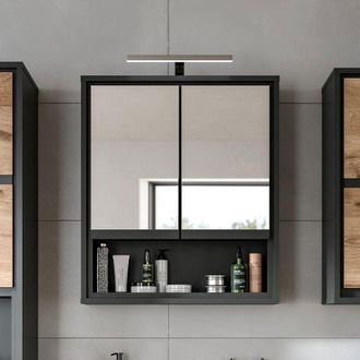 ebuy24 Ebuy24 - Armoire de toilette 2 portes décor noir - jaruz