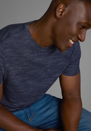 AJC T-Shirt AJC, Herren, Gr. 4XL (68/70), blau (marine meliert), Single Jersey, Obermaterial: 85% Baumwolle, 15% Polyester, meliert, regular fit, Rundhals