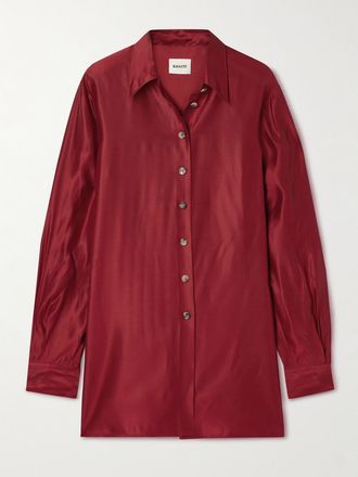 Khaite Auryn Hemd Aus Glänzendem Twill - Rot