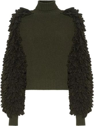 Jean Paul Gaultier Femme, Pulls, Vert, Taille: 38 FR Mix Wool Fur Stitch And Fish